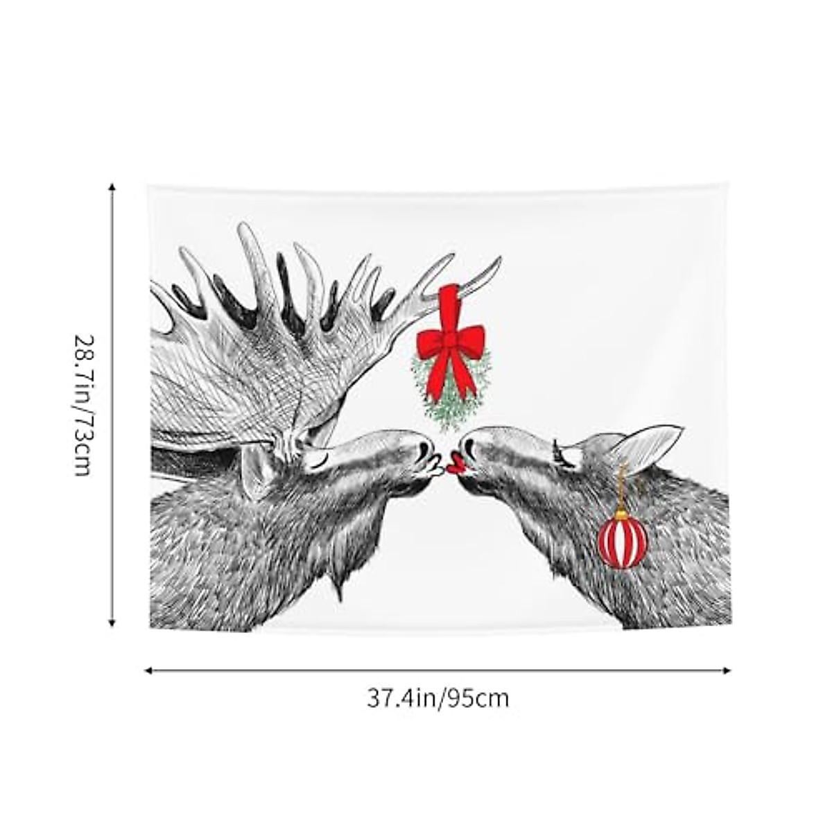 Mosytuky Moose Kissing Under Mistletoe Tapestry Wall Hanging Decor For Living Room Bedroom Dorm Classroom Office Decor 29x37 Inch
