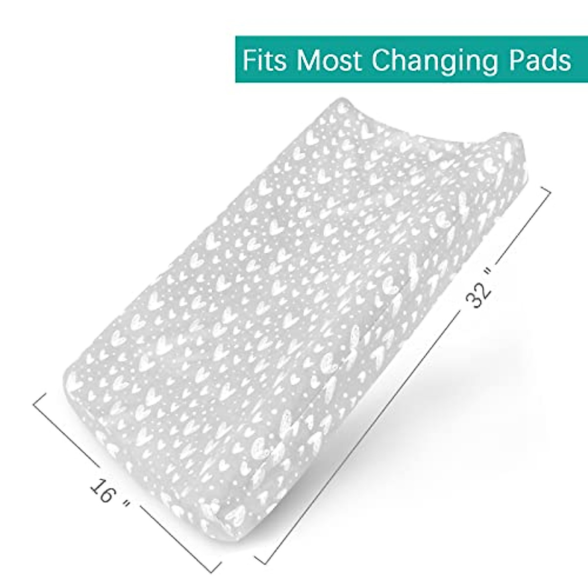 Waterproof Changing Pad Cover 2 Pack, 100% Cotton Change Table Cover Sheets, Ultra Soft, Unisex White Grey Star Print