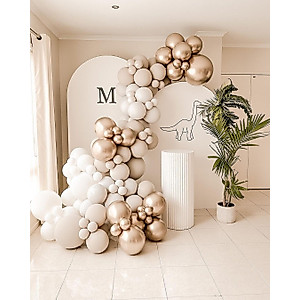 Fealixgener 110PCS Neutral Nude Balloon Garland Arch Kit Champagne Gold Balloons Double Stuffed tan cream balloons Neutral beige balloons for Baby Bridal Shower Birthday Party
