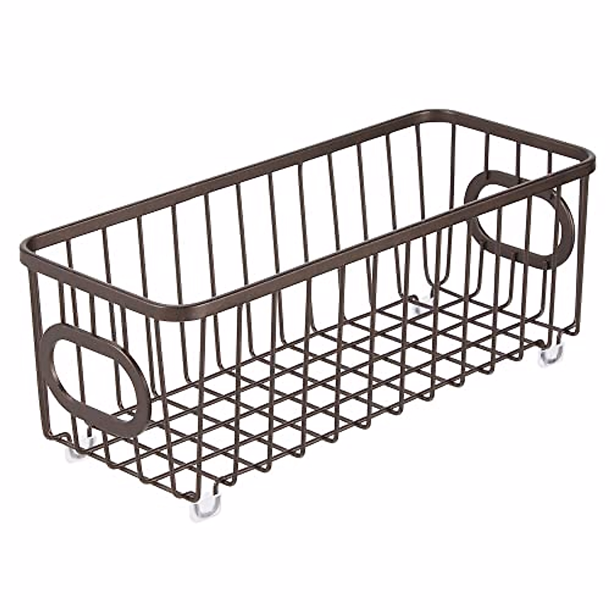 mDesign Metal Basket Organizer Bin for Kitchen Storage - Small Farmhouse Wire Basket - Storage Bin for Pantry - Perfect for Top of Fridge Organization - Unity Collection - Bronze