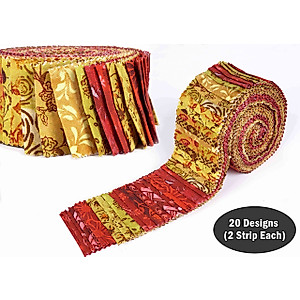 Soimoi 40Pcs Batik Print Cotton Precut Fabrics for Quilting Craft Strips 2.5x42inches Jelly Roll - Red