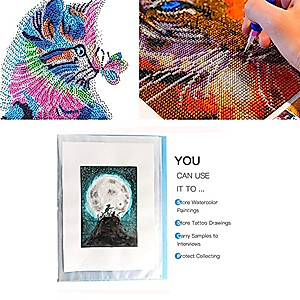 A3 40 Pags Diamond Painting Storage Book,Art Portfolio Painting Storage Book,Clear Pockets Art Plastic Sleeves Protectors,for 44X32.5X2cm Sketches Painting Presentation (Blue)