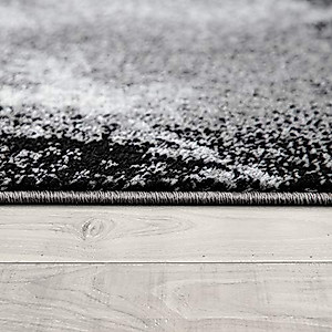 Grey White Area Rug Modern Design with Abstract Paint Effect, Size: 6'7" x 9'6"