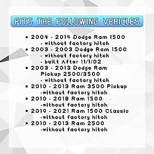 Class 3 Trailer Hitch & Cover Kit Fits 2003-2019 Dodge Ram 1500 & 2003-2013 Ram 2500 & 2003-2012 Ram 3500 2 inch Rear Receiver Hitch Tow Towing Trailer Hitch Combo Kit with One Year Warranty
