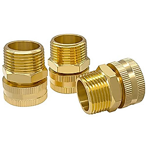 Hooshing 3PCS 3/4" GHT Female to 3/4" NPT Male Garden Hose Swivel Adapter Solid Brass Garden Hose Connectors