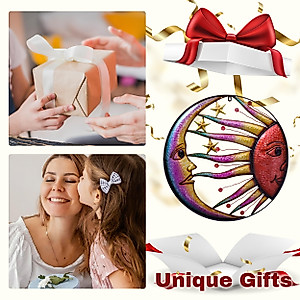 TERESA'S COLLECTIONS 22 inch Large Metal Wall Art Sun Moon Stars for Garden Outdoor Decor, Vivid Sun Face Celestial Hanging Wall Sculptures for Outside Patio Lawn Yard Home Decoration, Gifts for Dad