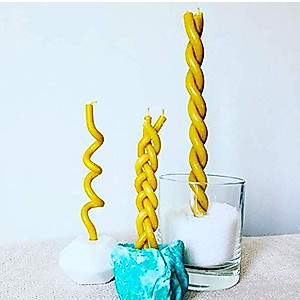 50 Natural 100% Pure Raw Beeswax Taper Candles ( 6") Natural Honey Scent Birthday Cake, Dripless, Smokeless, Nontoxic, Natural Cotton Wick