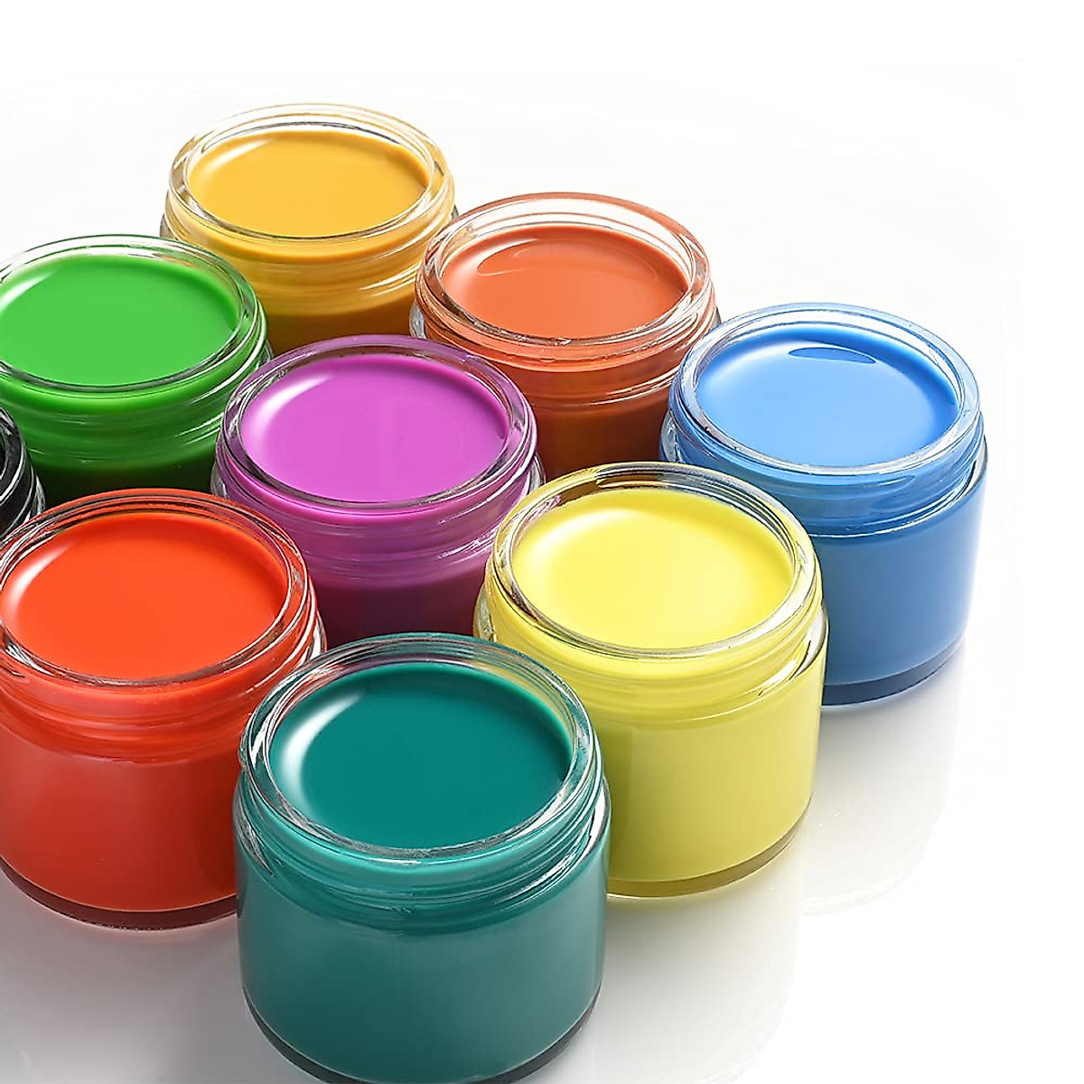 Bumobum 2 oz Glass Jars with Lids, 3 pack Small Jars with White Labels & Inner Liners, Multicolor 60 ml Empty Round Cosmetic Containers for Sample, Powder, Cream, Lotion, Spice