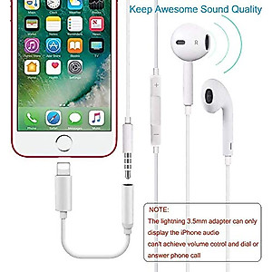 2Pack Lightning to 3.5mm Female Headphone Jack Adapter, [Apple MFi Certified] Lightning to Aux Audio Dongle Cable Cord iPhone 3.5mm Headphones/Earphones Jack for iPhone 12/12 Pro/11/X XR XS 8 7 iPad