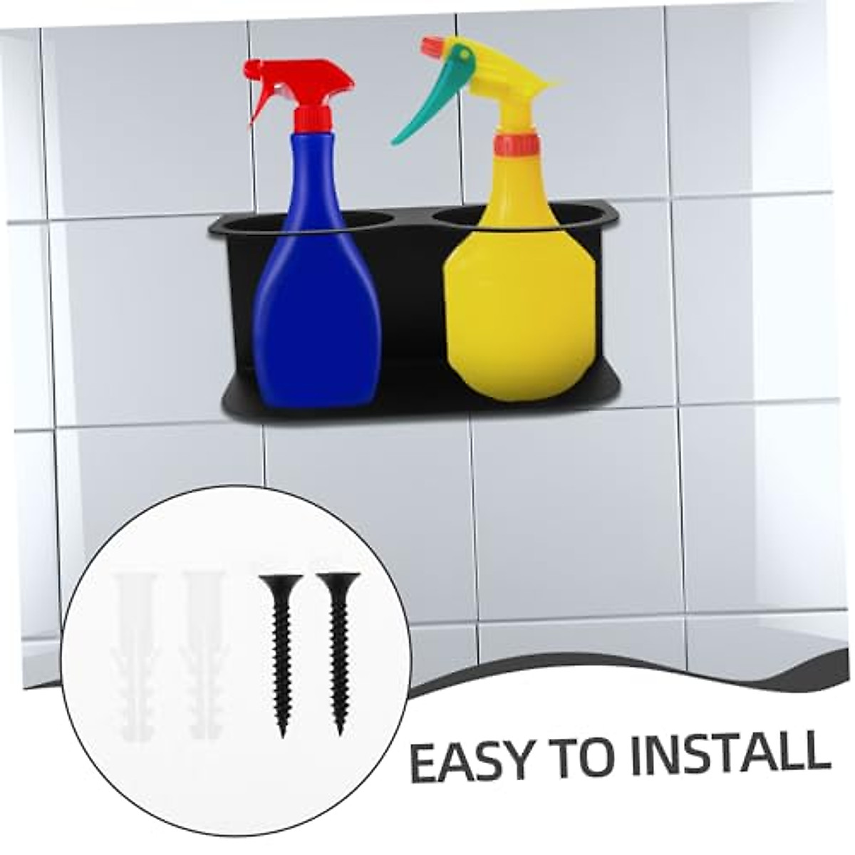 Spray Bottle Holder Hook Spray Bottles Wall Hanging Storage Racks Spray Bottle Hanger Spray Bottle Mounting Bracket Spray Bottle Wall Mount Wall Bracket Black Stainless Steel Gatuida