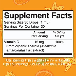 MaryRuth Organics Toddler Vitamin C Drops | USDA Organic Vitamin C Liquid Drops for Toddler | Ages 1-3 Years | Vitamin for Immune Support & Overall Health | Vegan | Non-GMO | Gluten Free | 30 Servings
