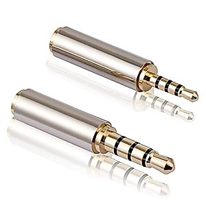 MIUONO 2.5mm to 3.5mm Adapter and 3.5mm to 2.5mm Adapter, Gold Plated Jack Stereo Full Metal Connector Converter for Smartphones, Headphone, Mic, Tablets Support MIC Function