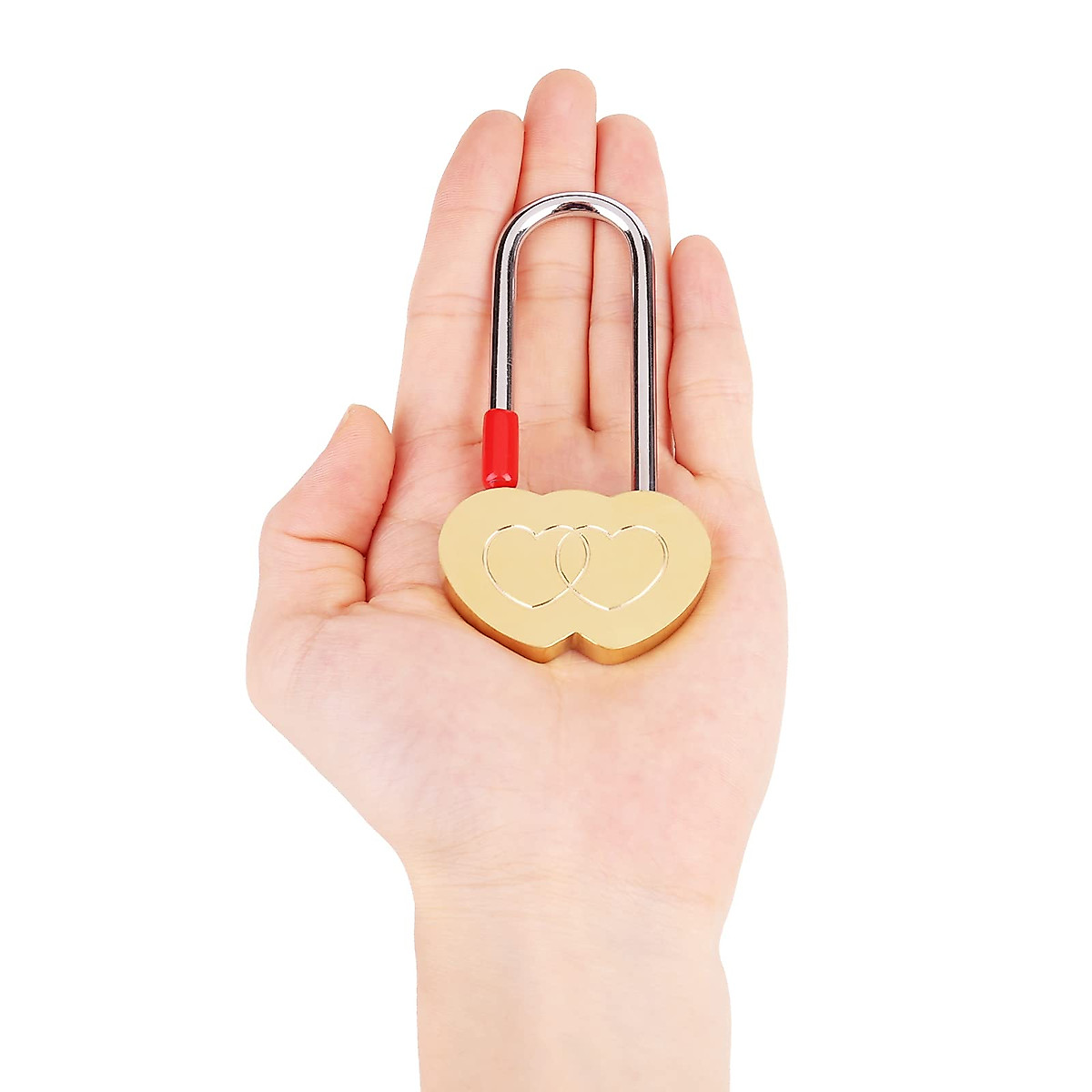 VeYocilk 3.5" 50mm Love Lock Double Heart Padlock Without Key for Lovers Wedding,Valentines,Anniversary,Travel(NO Key)
