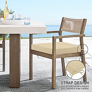 Wellsin Outdoor Chair Cushions for Patio Furniture - Patio Chair Cushions Set of 4 - Waterproof Square Corner Outdoor Seat Cushions 18.5"X16"X3", Khaki