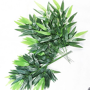 LUCKYTTTOO Artificial Plants Artificial Greenery Stems Fake Outdoor Plants Bamboo Leaves 2Pcs for Farmhouse Home Garden Wedding Indoor Outside Decor (ZHUYE)