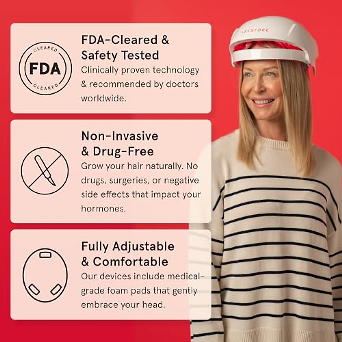 iRestore Essential Laser Hair Growth System + Rechargeable Battery Pack - FDA Cleared Hair Growth for Men & Hair Loss Treatments for Women with Thinning Hair, Hair Regrowth for Women