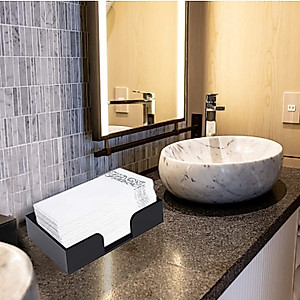 Sumnacon Bathroom Guest Towel Holder - Rectangle Acrylic Napkin Holder for Guest Hand Towels Paper Napkins, Decorative Napkin Holder Tray for Bathroom Vanity Toilet Tank Table Kitchen Countertop,Black