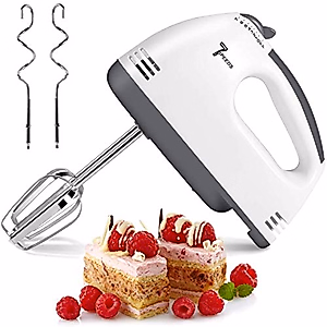 2023 Hand Mixer Electric, 7 Speeds Selection Portable Handheld Kitchen Whisk, 2 Stainless Steel Accessories, Lightweight Powerful Handheld Electric Hand Mixer Grey, Kitchen Mixer with Cord for Cream, Cookies