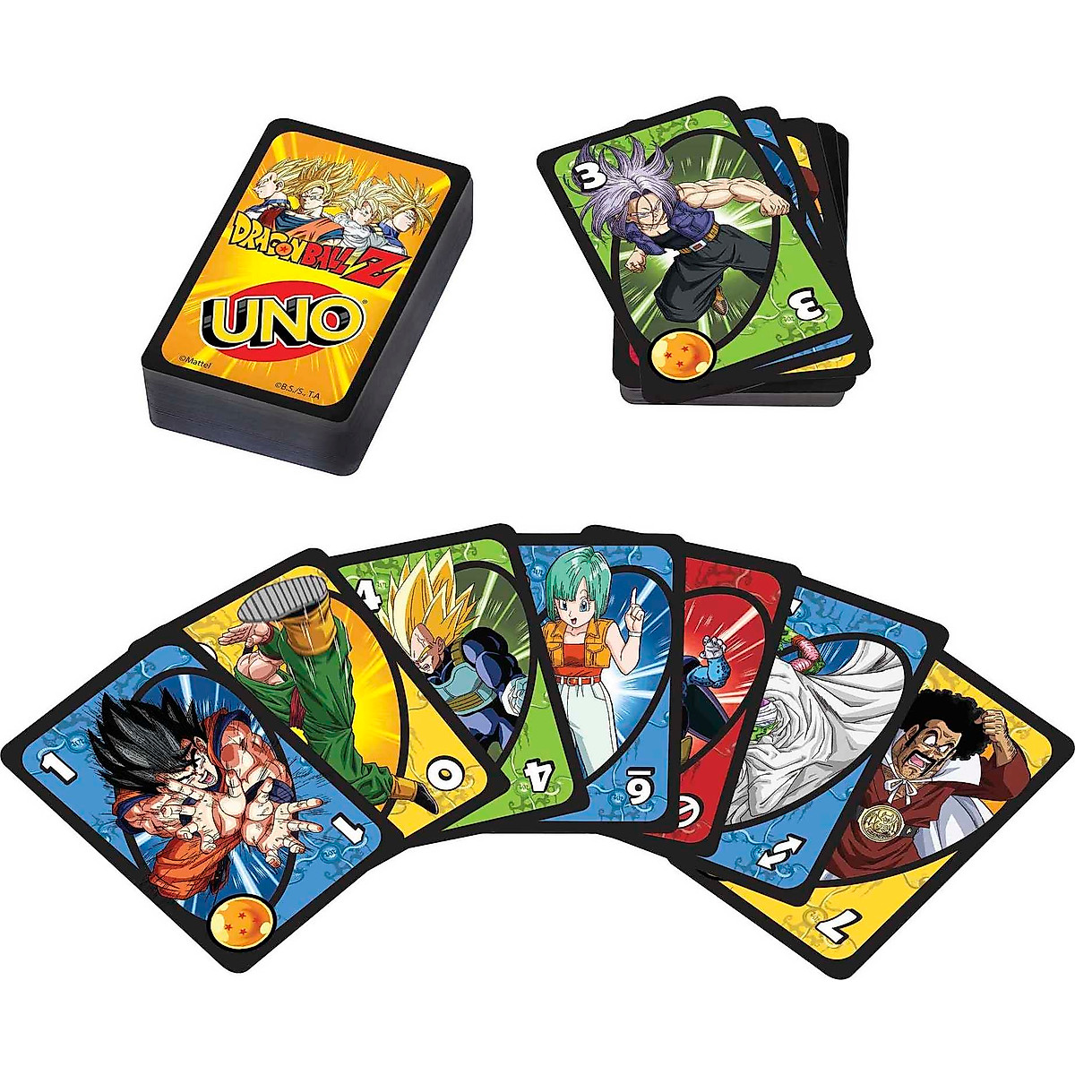 Mattel Games UNO Dragon Ball Z Card Game for Family Night Featuring TV Show Themed Graphics and a Special Rule for 2-10 Players