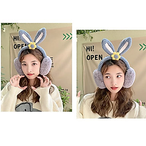 Women Rabbit Earmuffs Girls Cute Outdoor Ear Warmers Winter Warm Adjustable Ear Covers Foldable Children Animal Earmuffs
