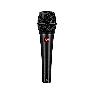 Briskdrop sE Electronics V7 Black Dynamic Supercardioid Handheld Microphone, Black - Bundle with 2 XLR Cables and 10 Cable Ties