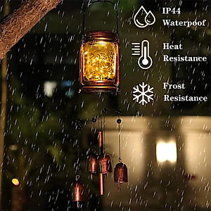 ZYLiWoo-Solar Wind Chime, Mason jar Chime Light,Hanging Chimes, Memorial Chimes Outdoor Waterproof, Suitable for Garden, Terrace and Courtyard Corridor Decoration