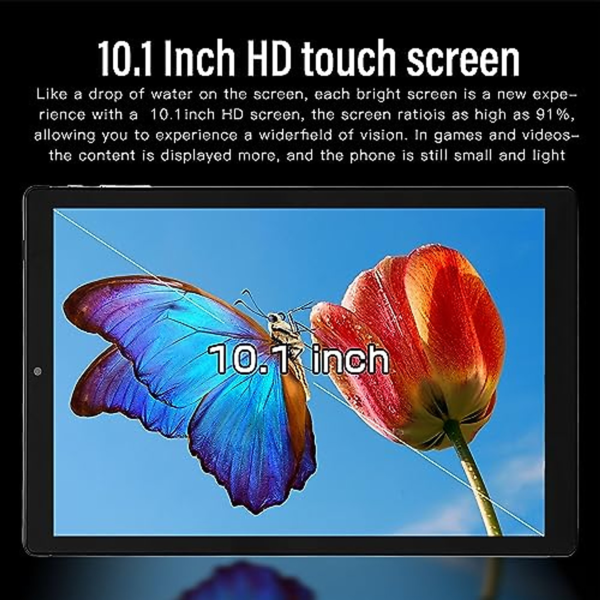 ICRPSTU 10.1 Inch Tablet 100-240V 2MP 5MP Dual Speakers 6GB 128GB 8800mAh Full HD Tablet with Headphones to Work for Android 12 (US Plug)
