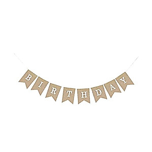 Mandala Crafts Burlap Happy Birthday Banner - Happy Birthday Burlap Banner Garland Bunting Pendant Flag for Rustic Birthday Decorations -Boho Burlap Birthday Banner for Adults
