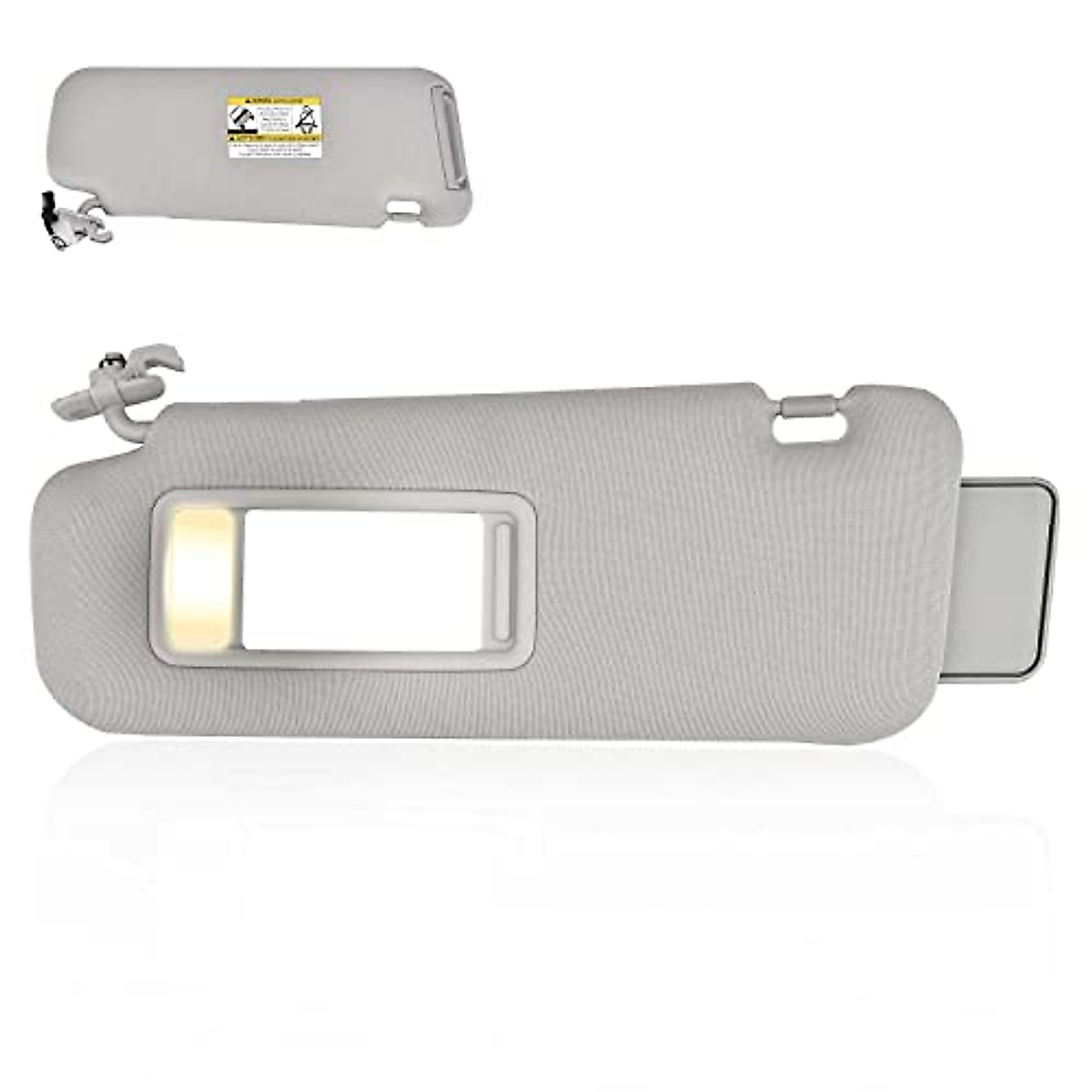 Nakuuly Left Driver Side Sun Visor with Mirror Light Compatible with Mazda CX-9 2010-2015 Replaces TDY1-69-320, TD11-69-320C-75, TD11-69-320D-75 Gray