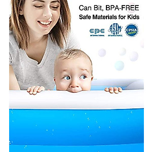 Blow Up Inflatable Kiddie Pool, 118" X 72" X 22" Family Full-Size Rectangular Swimming Big Pools for Adults Kids Outdoor, Backyard, Garden, Water Party Above Ground