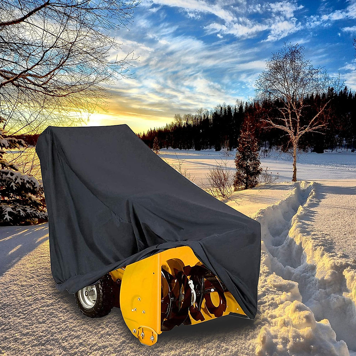 GINJKGO Snow Blower Covers Winter - Waterproof Snow Blower Accessories, Durable Snow Blower Covers Fit Most Electric Snow Blowers 43Lx32Wx35H/50”H(Cover Only)