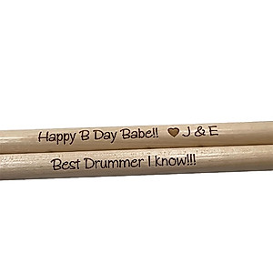 Drumsticks Set of Monogrammed Personalized Professional Grade Wooden Drumsticks