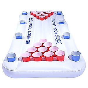GoPong Pool Lounge Beer Pong Inflatable with Social Floating, White