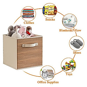 Wisdom Star Fabric Storage Cubes with Handle, Foldable 11 Inch Cube Storage Bins, 6 Pack Storage Baskets for Shelves, Storage Boxes for Organizing Closet Bins