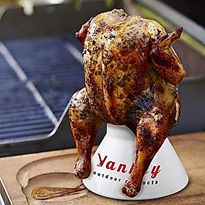 VANKEY Ceramic Chicken Roaster Non-Stick Beer Can Chicken Holder Turkey Stand Vertical Poultry Roast Chicken Accessories Fit for Kamado Joe and Big Green Egg,Primo,Vision,Roast Chicken Utensils（Large）