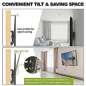 USX MOUNT TV Wall Bracket Tilting Universal TV Mount for Most 26-55 Inch Flat Screen TV with Weight Capacity Up to 99lbs, Low Profile +/-12 ° Tilt TV Bracket with Tilting Knob,Max VESA 400x400mm