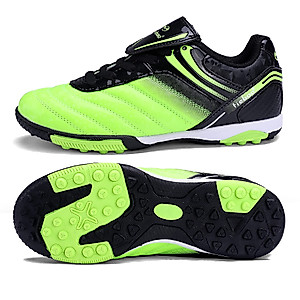 MiFeloo Outdoor Youth Turf Soccer Cleat Shoes Boys Girls Lace Up Football TF Training Sneaker(Big Kid) Green US 6