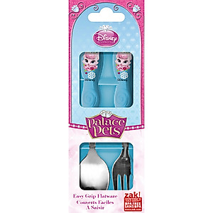 Zak! Designs Easy Grip Flatware, Children's Spoon and Fork with Disney Palace Pets Graphics, BPA-free Plastic and Stainless Steel