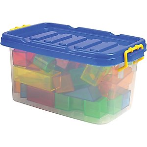 Constructive Playthings Translucent Color Building Blocks, Light Table Manipulatives, 3D Shapes for Teaching Color and Math, 50-Piece Playset, Toddler Toys for 12 Months & Up