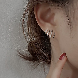 Tewiky Claw Earrings for Women, 14k Gold Plated/Sterling Silver Claw Earrings Cuff Hypoallergenic Subloom Ear Wrap Piercing Stud Earrings Minimalist Trendy Cubic Zirconia Warp Cuff Earrings Dainty