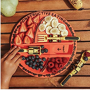 Constructive Eating Made in USA Toddler Dining Set: Kids Placemats for Dining Table with Construction Plate & Utensils, Perfect Toddler Boy Gifts or Toddler Girl Gifts for 2 Year Old, Toddler Forks and Spoons for Picky Eater