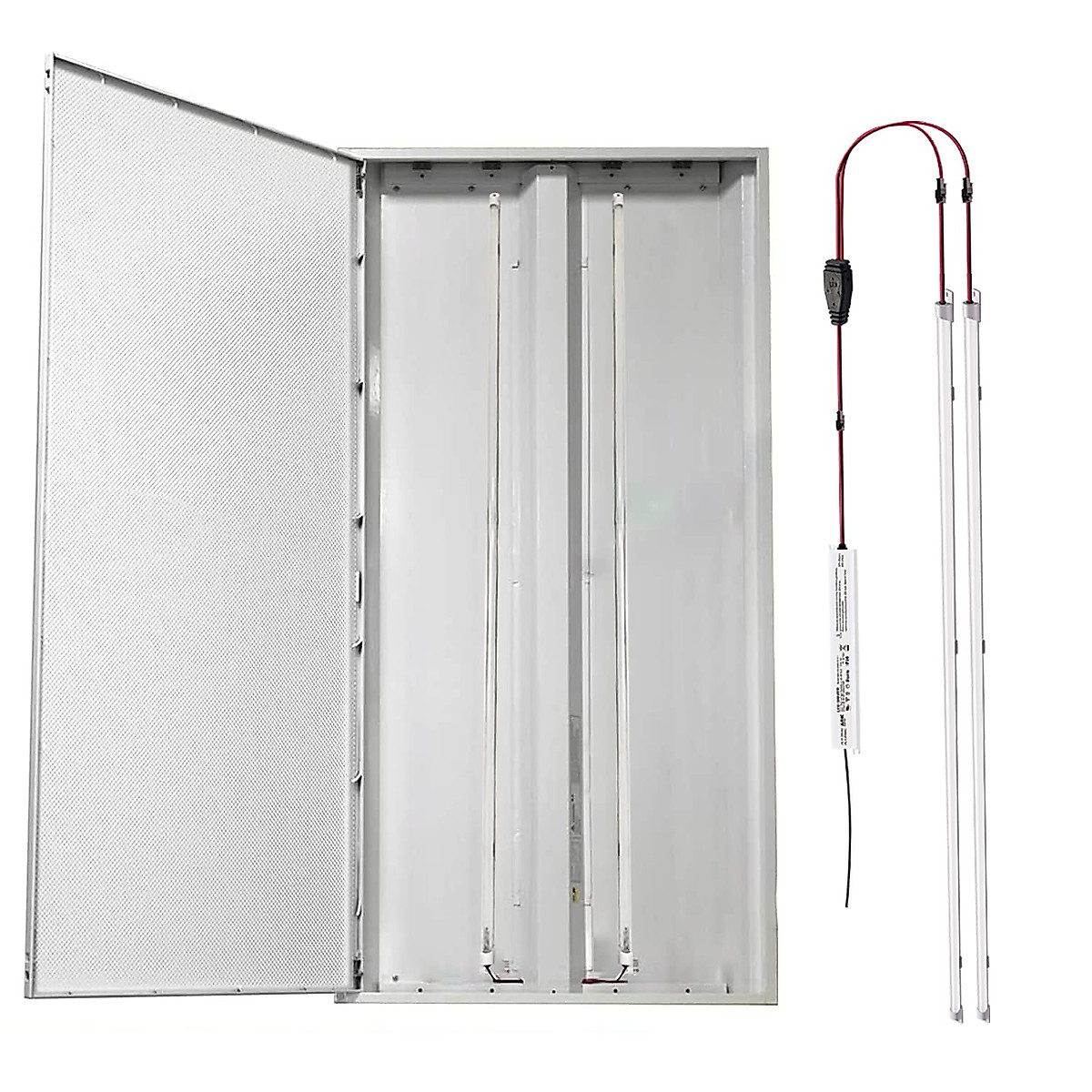 jimwhen 4FT LED Retrofit Kit,24W Magnetic LED Troffer Retrofit Kit 2x4 FT,3600LM,5000K Daylight White, T8 T10 T12 Fluorescent Replacement, NOT Dimmable, 1 Driver 2 Tubes Per Kit