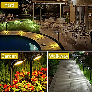ROSHWEY Landscape Path Lights, Solar Lights Outdoor Waterproof, Solar Landscape Spot Lights Outdoor Spotlight, Cool White & Warm White Solar Garden Lights Outside for Yard, Walkway, Driveway, 4 Pack