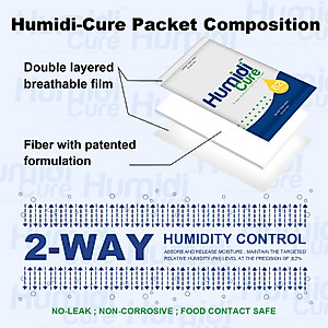 Humidi-Cure 10Pack RH62% Humidity Packs,2-Way Humidity Control Packs,62% Humidor Packets for Herbs with RH Indicator Card,Size 8Gram