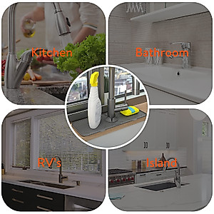 Kitchen Sink Splash Guard Silicone Sink Faucet Mat Water Catcher Mat Sink Draining Pad Rubber Drying Mat for Kitchen Sink, 2 Pack, Grey