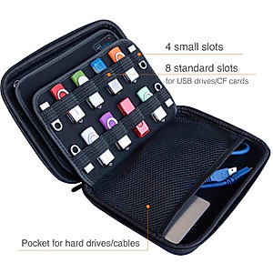 ButterFox Large Capacity USB Thumb Flash Pen Drive Storage Holder/Memory Card SD SDXC SDHC Card Holder Case/External Hard Drive Case/Universal Electronic Accessories Organizer