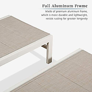 Iwicker 2 PCS Patio Aluminum Chaise Lounges Outdoor Weather-Resistant Textilene Quick Dry Foam Padded Lounge Chairs with Adjustable Backrest and Wheels, Beige