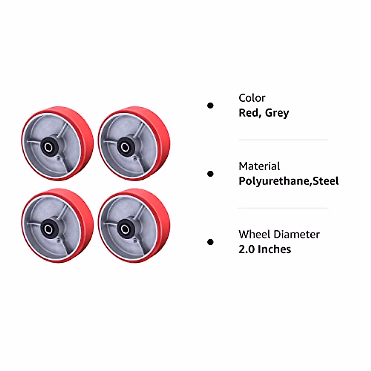 5"X 2" Heavy Duty Casters Wheels - Industrial Caster Wheels Polyurethane Caster Wheel with Strong Load-Bearing Capacity 4000 LB, Heavy Duty casters Wheel -Set of 4, Widely Used in Tool Box,Trail Jack
