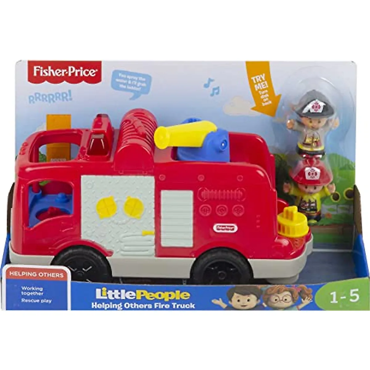 Fisher-Price Little People Musical Toddler Toy Helping Others Fire Truck With Lights Sounds & 2 Figures For Ages 1+ Years