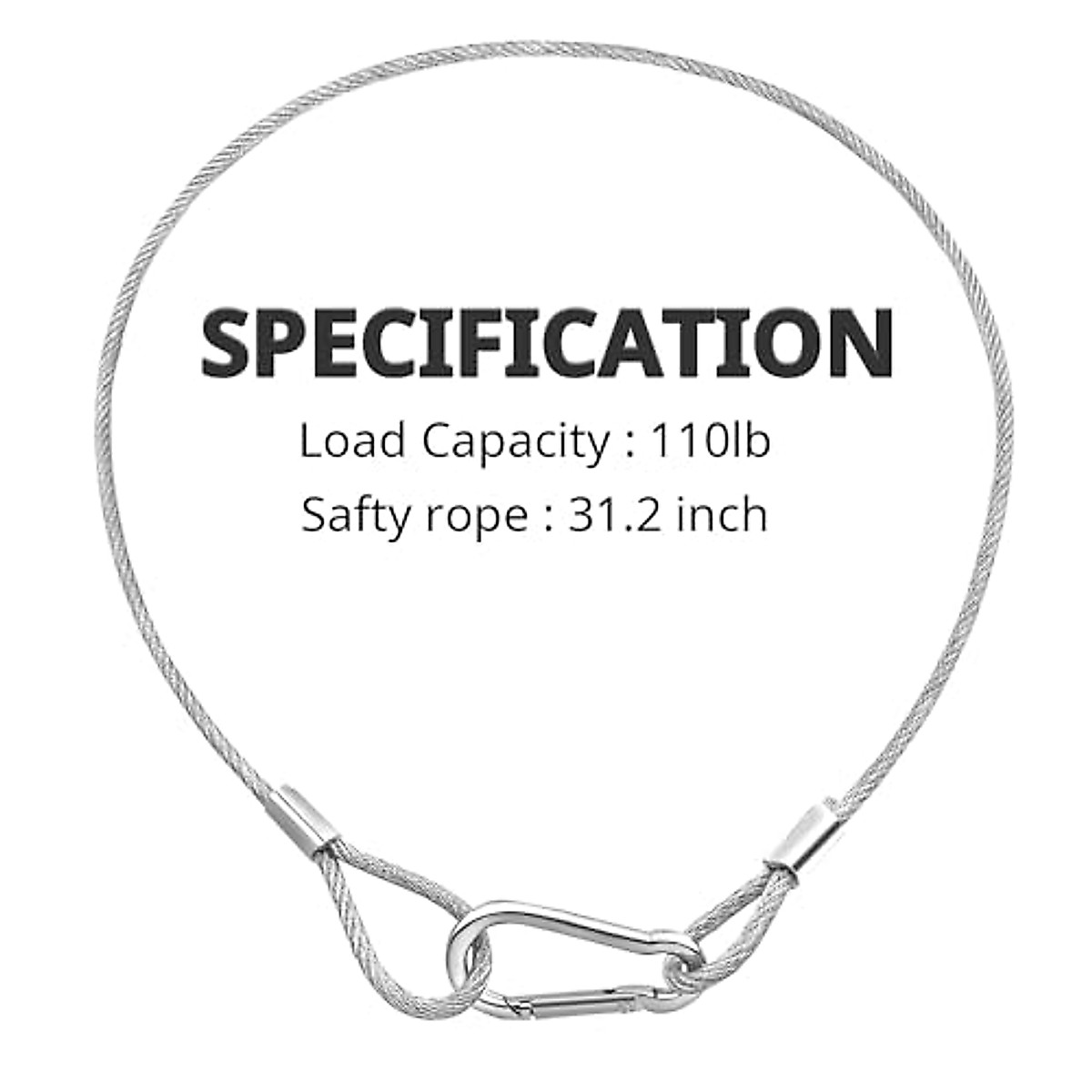 32'' Safety Cables 10 Pack, Czgor Stainless Steel Safety Cables with Carabiner Lock lighting Fall Prevention Security Cable Safety Rope for DJ Stage Lighting Bicycle Luggage Lock 110lb Load Capacity